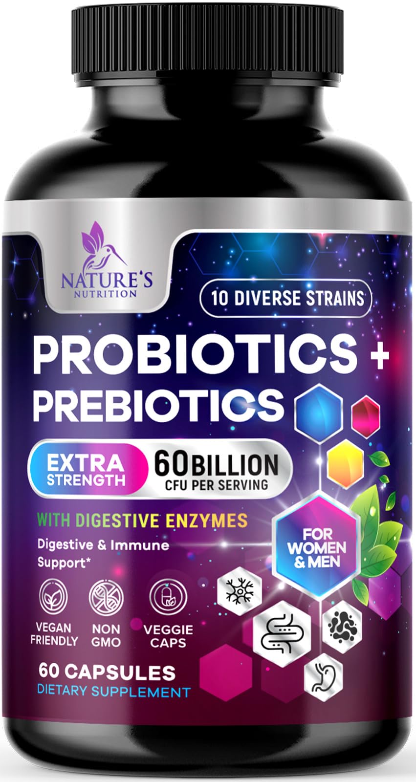 Probiotics for Women & Men 60 Billion CFU - 10 Strains with Lactobacil ...
